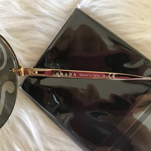 Prada | Accessories | Authentic Prada Gray Gold Round Mirror Sunglasses ...